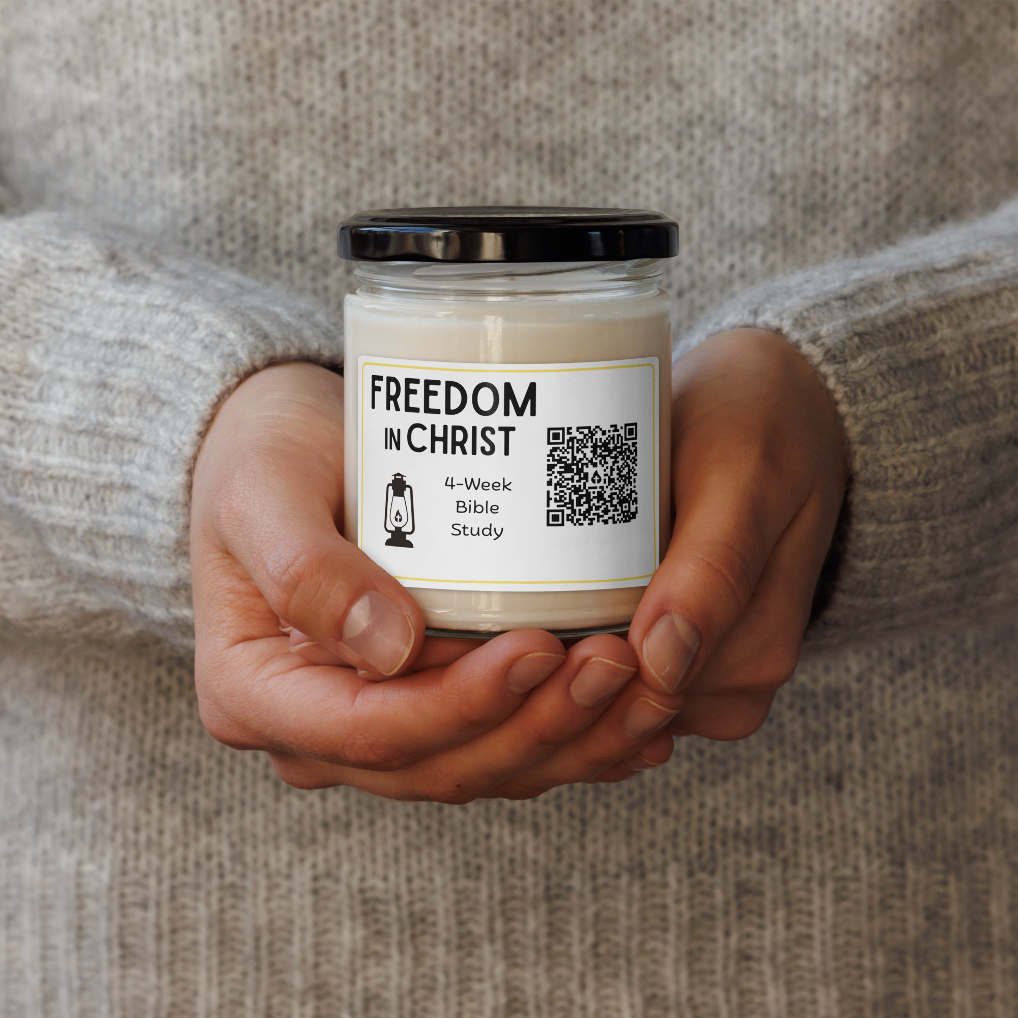 Freedom Bible Study Soy Candle | 4-Week Scripture Reading QR Code ...