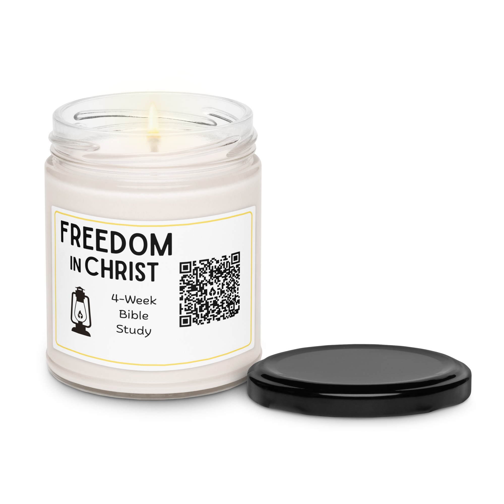Freedom Bible Study Soy Candle | 4-Week Scripture Reading QR Code ...